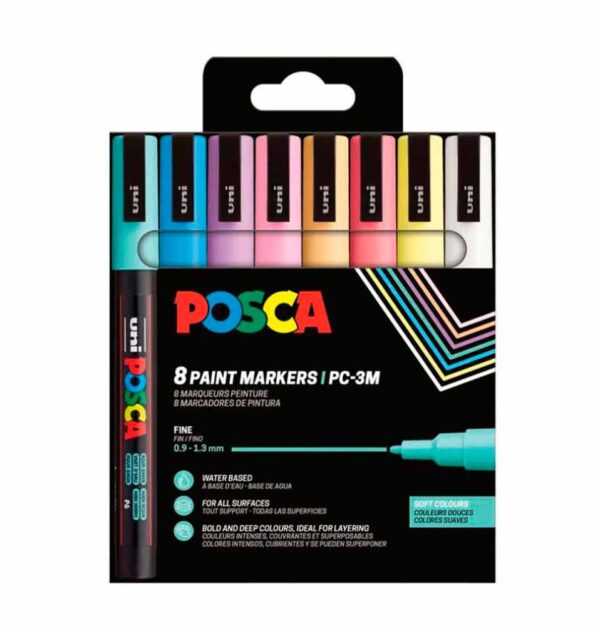 PACK 8 Rotuladores POSCA 3M/ Colores pastel - Roll Up Graffiti